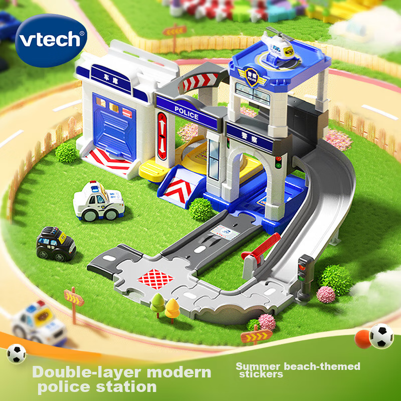 Игровой набор VTech с треком и светящимся полицейским автомобилем для детей 1-5 лет Цвет：Тема Нового городского