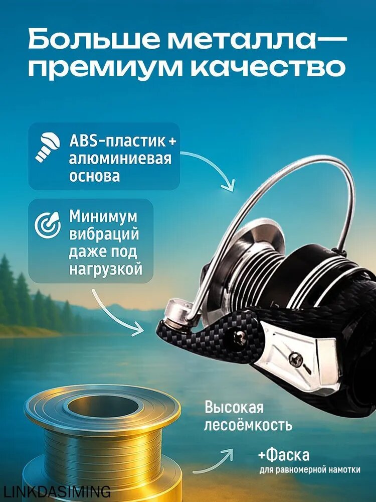 Безынерционная катушка GX 3000 для спиннинга, 13+1BB подшипников, передаточное число 5.2:1 — фото 1