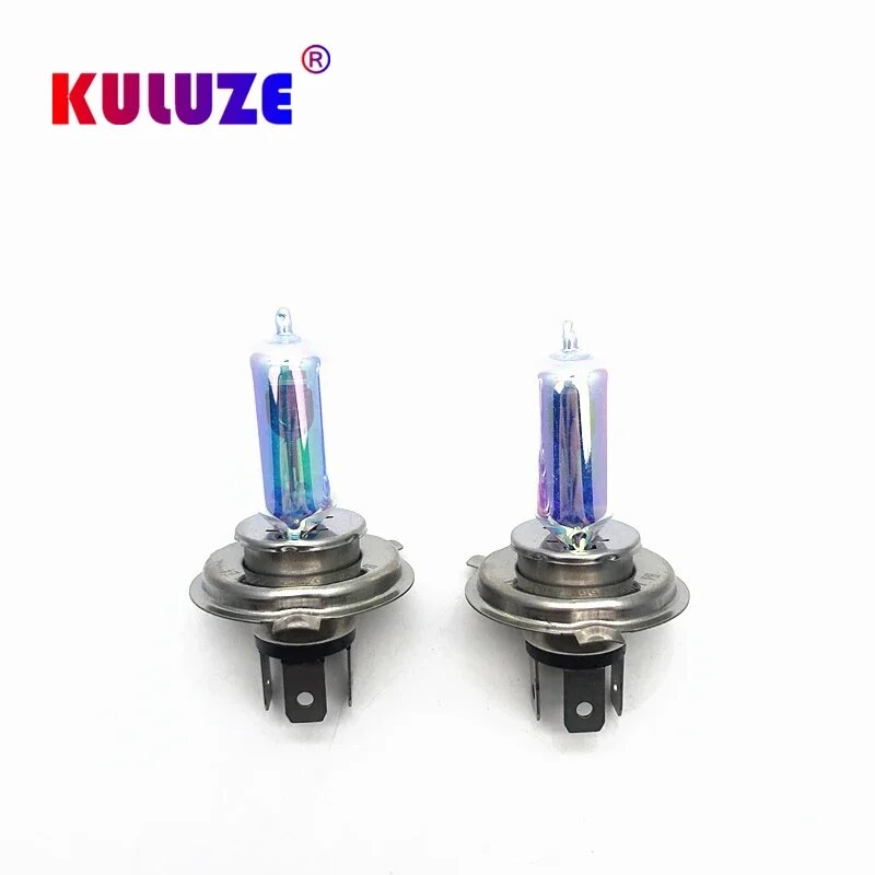 KULUZE 2 шт. H4 Радужный фиолетовый плазменный 12 В 60/55 Вт P43t Автомобильный кварцевый галогенный автомобильный светильник, лампа для фар мотоцикла