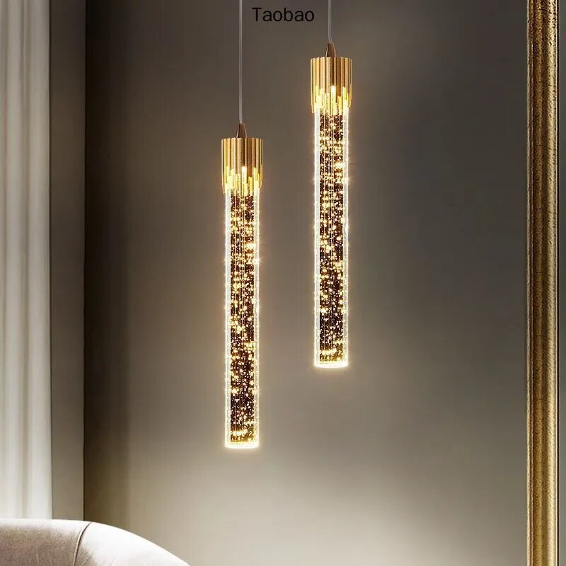 Люстра LED хрустальная подвесная для гостиной 2 шт. хрусталь + металл прозрачный золотой