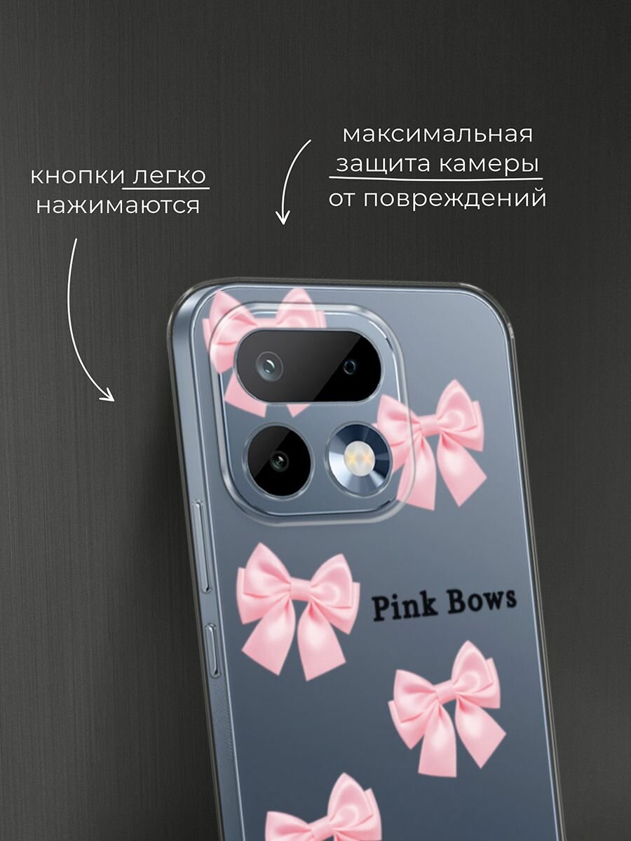 Чехол на Realme 16 Pro / Реалме 16 Про с принтом Pink Bows, прозрачный — фото 1