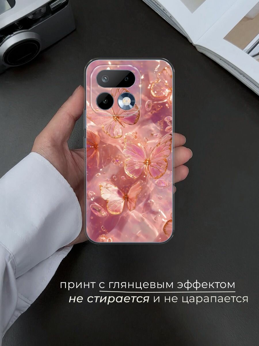 Силиконовый чехол на Realme 16 Pro / Реалме 16 Про с принтом Жемчужные бабочки — фото 1