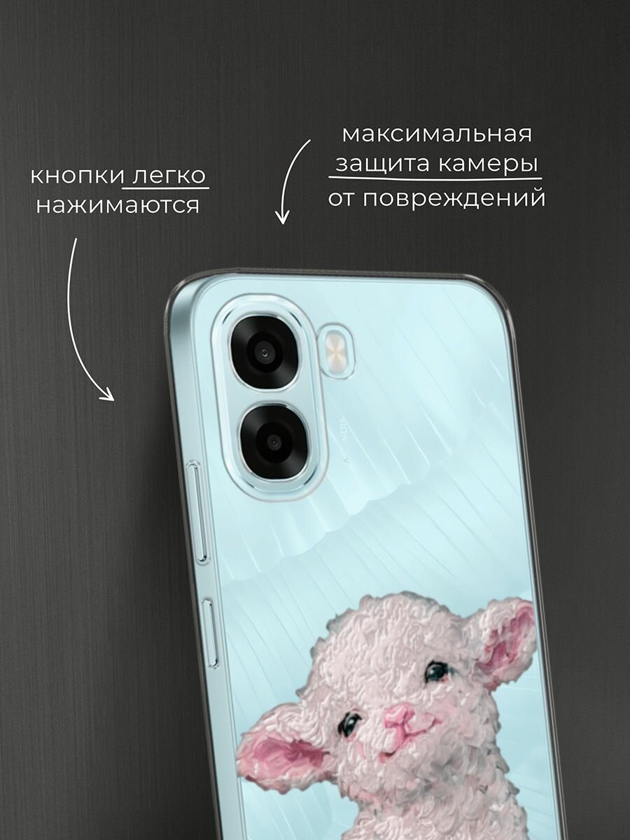 Силиконовый чехол на Oppo A6x / Оппо A6x с принтом Милый ягненок — фото 1