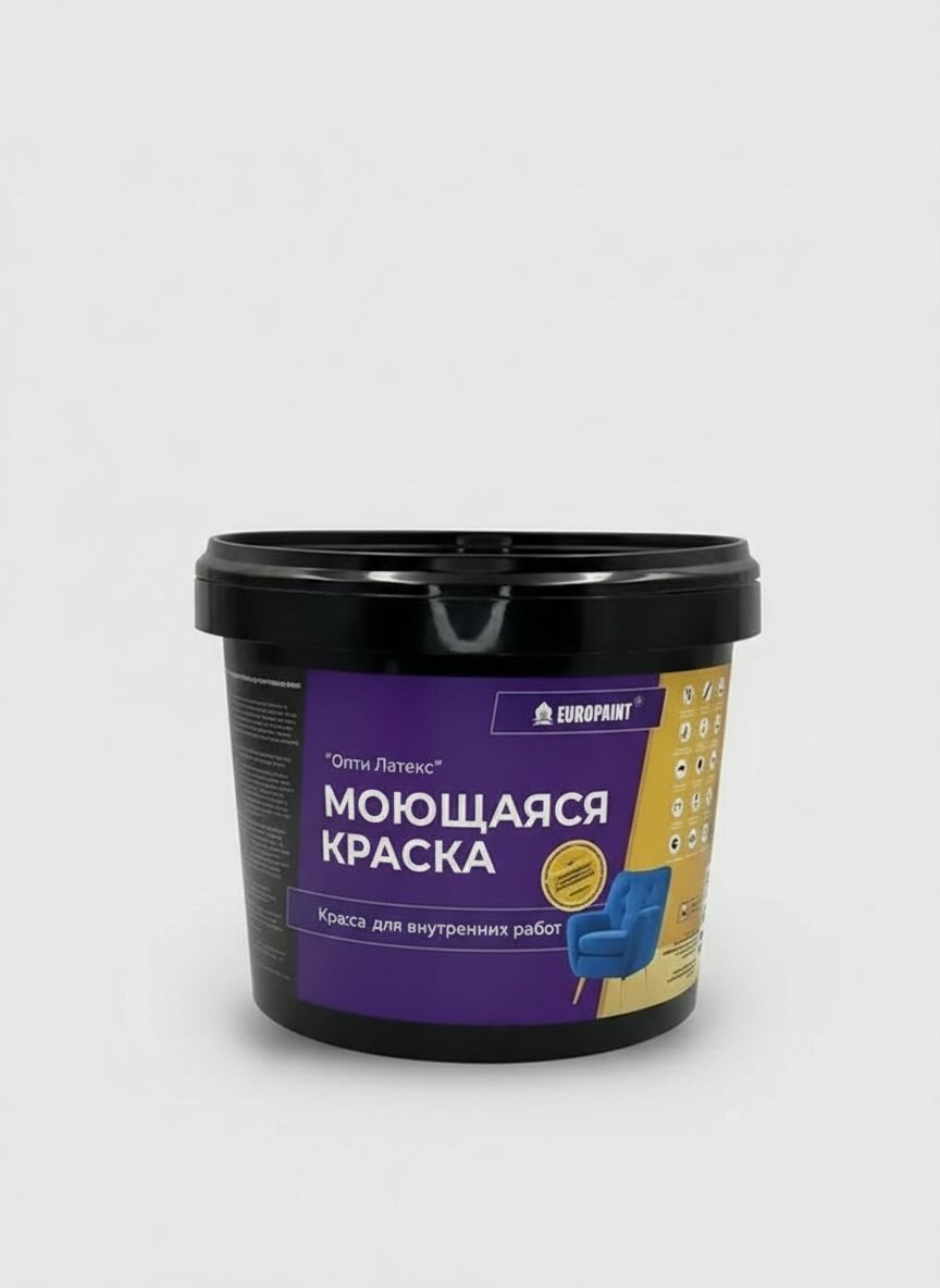 Краска для стен и обоев моющаяся водоэмульсионная 4кг EUROPAINT