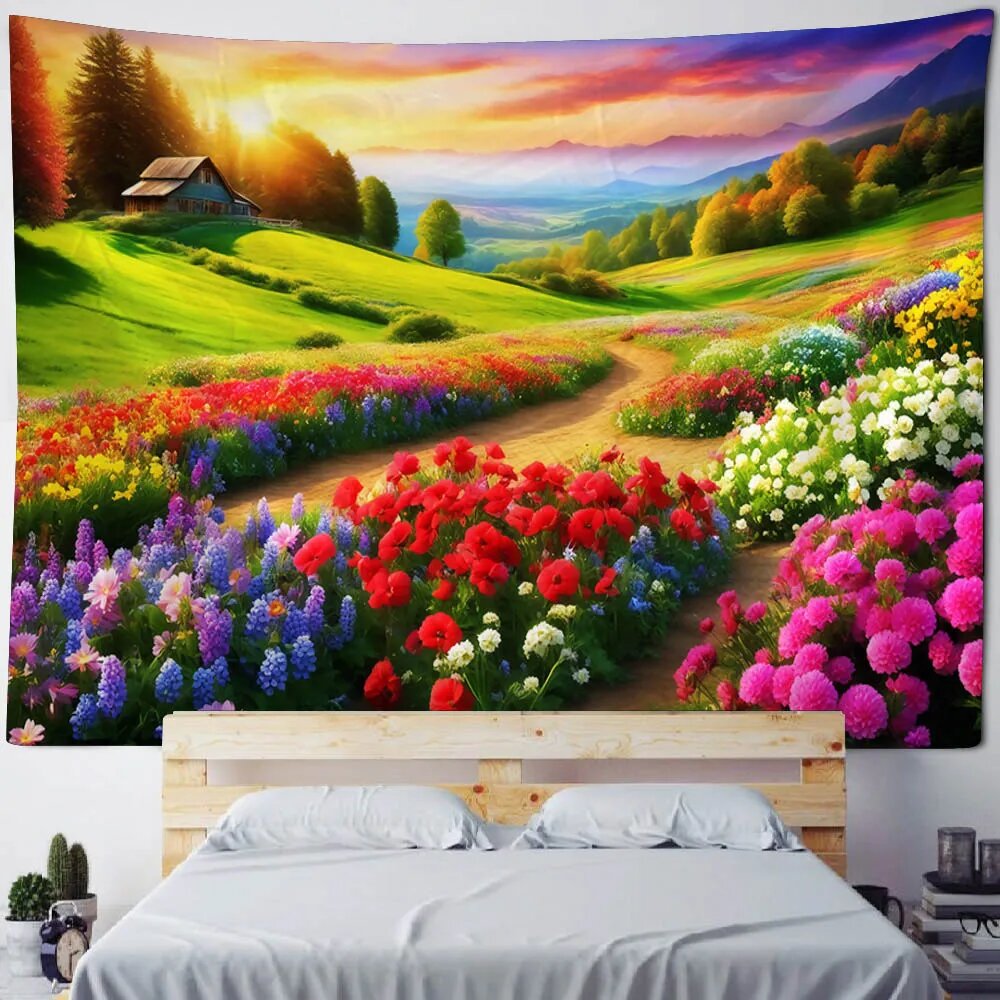 Гобелен пейзаж 200x150 см, светло-серый