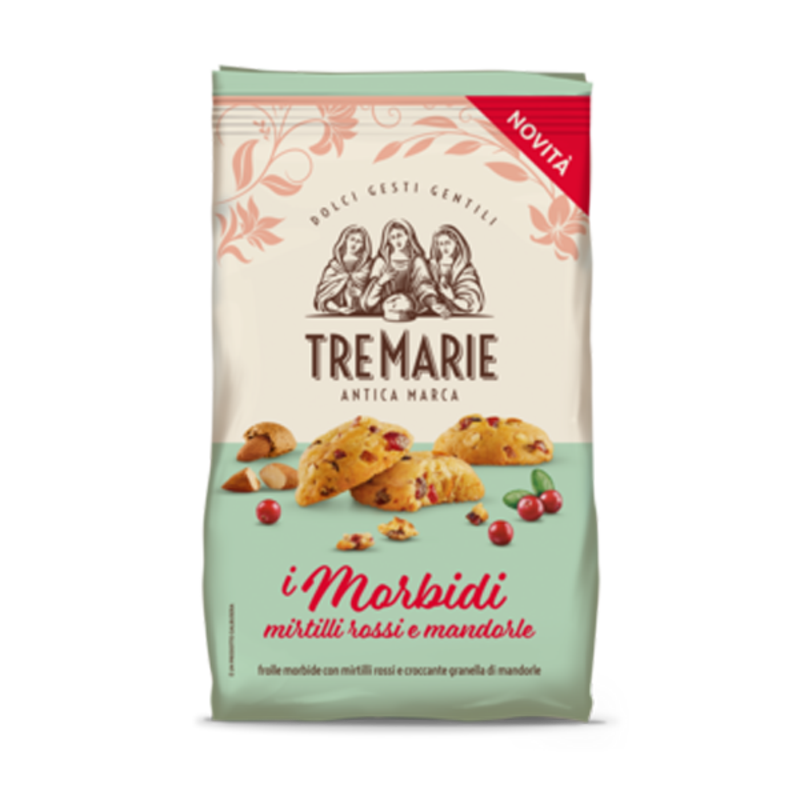 Песочное мягкое печенье Tre Marie с клюквой и миндалем Galbusera 300 г