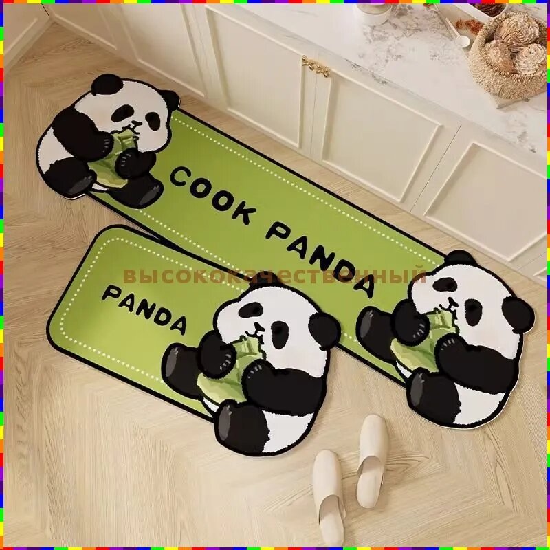 Коврик для кухни Ар-деко 60x40 см, Panda, для ванной, гостиной, кухни, влагостойкий