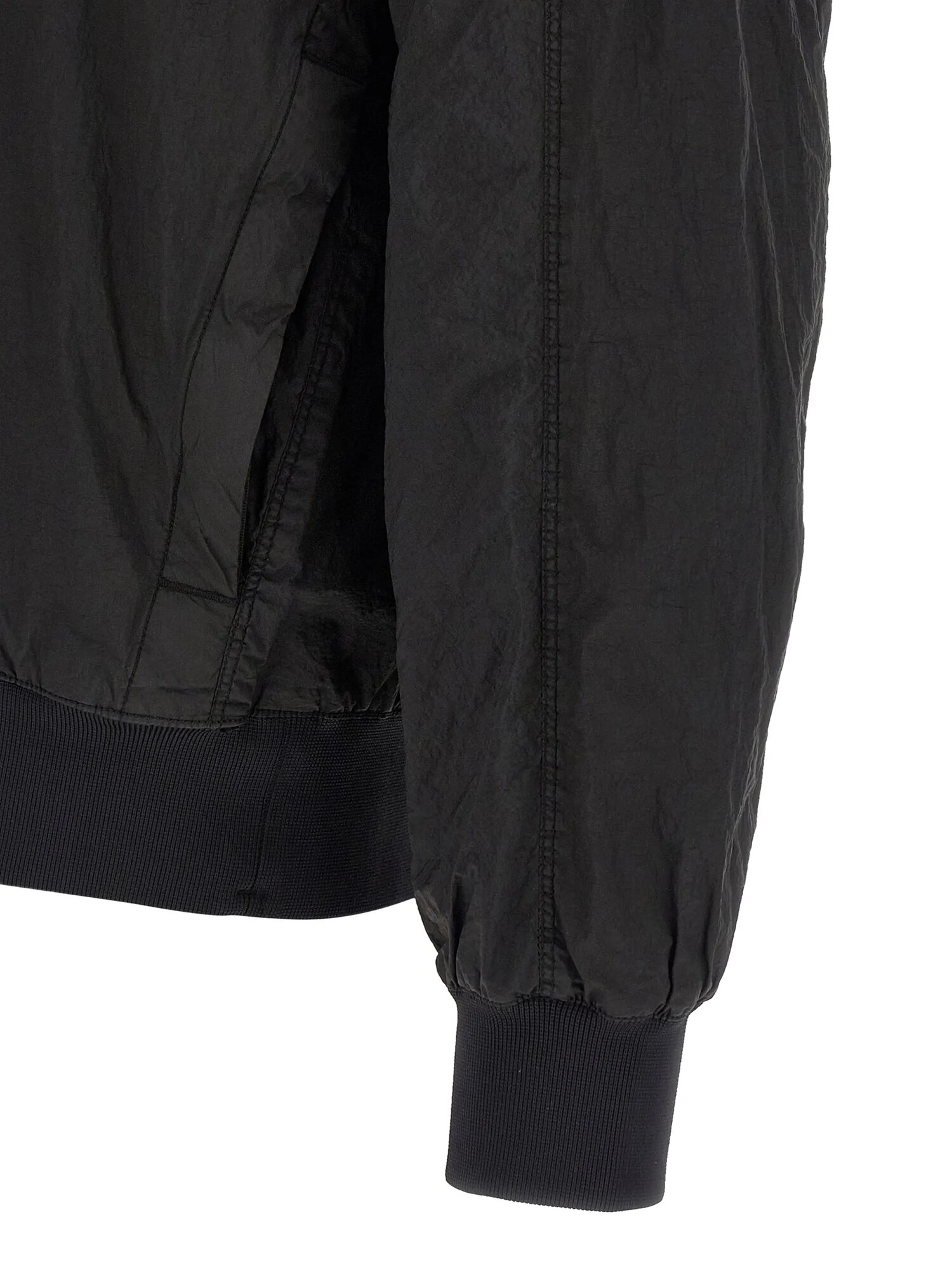 Куртка Stone Island Ribbed metallic nylon bomber jacket, размер L, black/black — фото 1