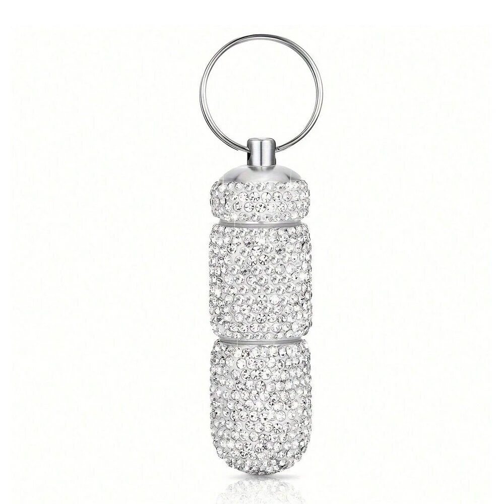 Таблетница серебряная, Swarovski, с кольцом для ключей