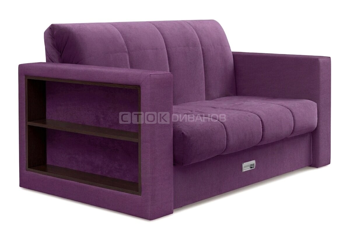 Диван Сток Диванов Поло-3, фиолетовый велюр, 215 см, механизм аккордеон на металлокаркасе
