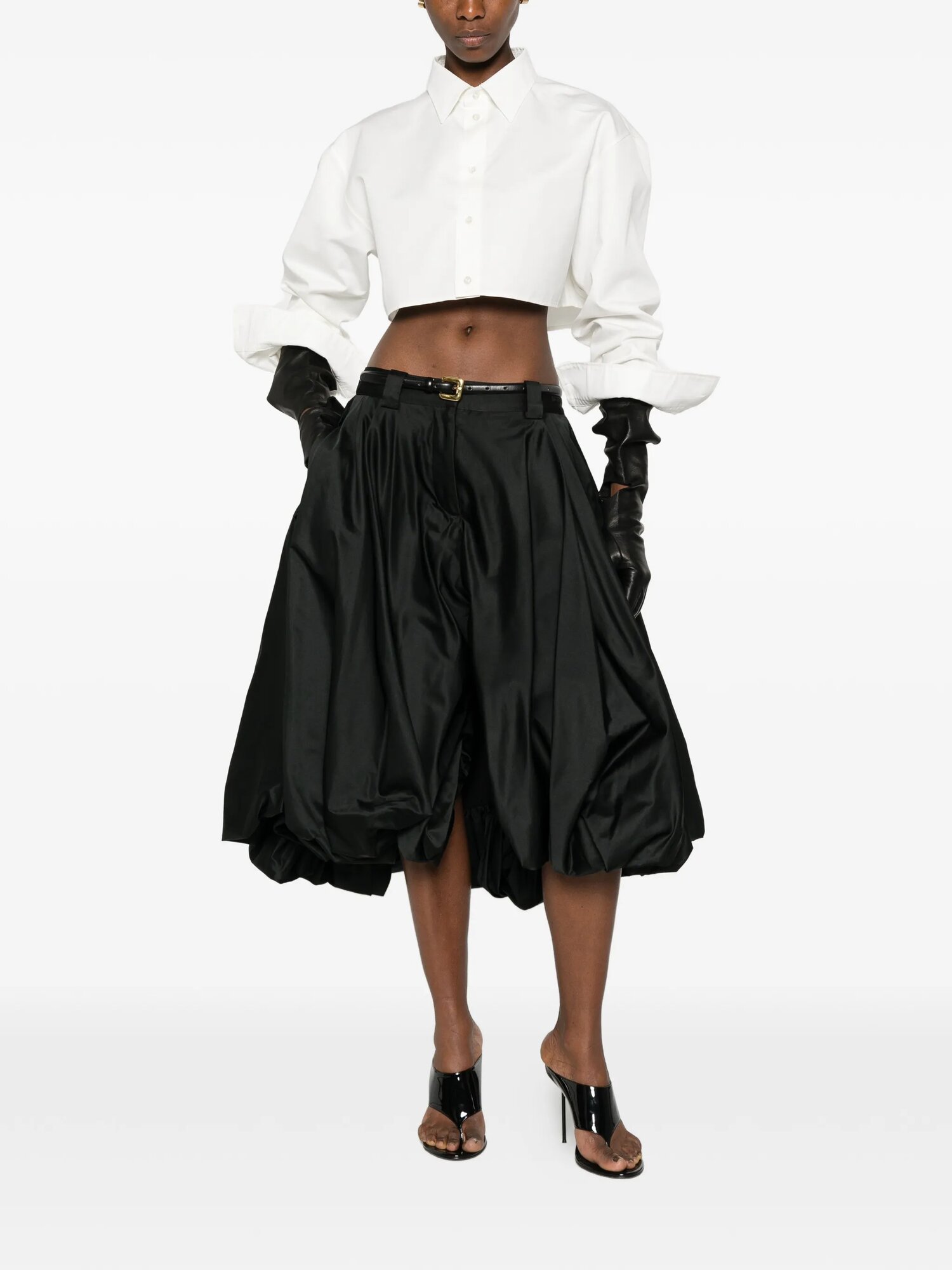 Рубашка BALENCIAGA Cropped shirt, размер 40, white — фото 1