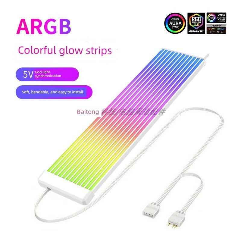 Кабель для видеокарты с неоновой подсветкой ARGB, 8P24Pin, для материнской платы, декоративная RGB-лента для