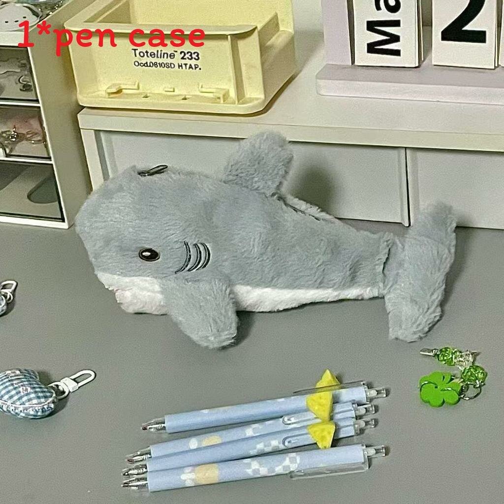 Мягкий пенал с изображением дельфина кита и акулы, с большим отделением для школы и путешествий, акула