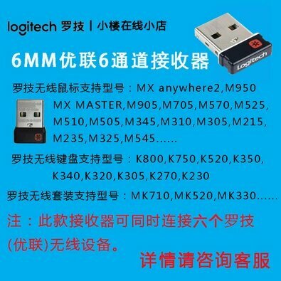 Logitech Универсальный приемник с толщиной 6 мм в пакете беспроводной адаптер для мыши и клавиатуры