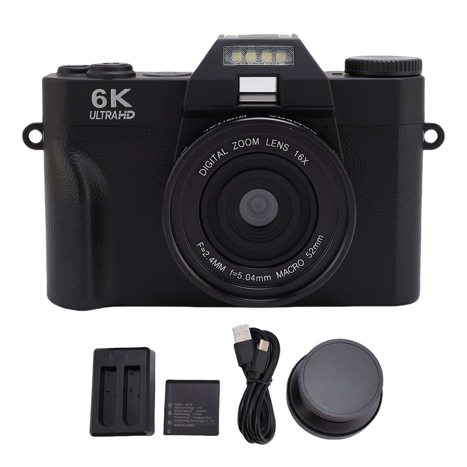 6K Цифровая камера 64 -мегапиксельная автоматическая серия Camara 16X Zoom 180 ° Compact Commancome с 32 ГБ карты памяти