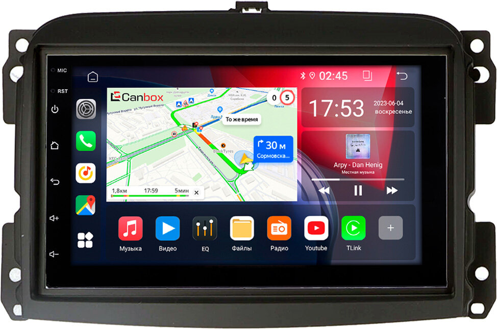 Магнитола в штатное место 2 din Fiat 500 2 2015-2022 Canbox 4/64 на Android 10 (GTR7-RP-0872-522) (IPS, DSP, CarPlay)