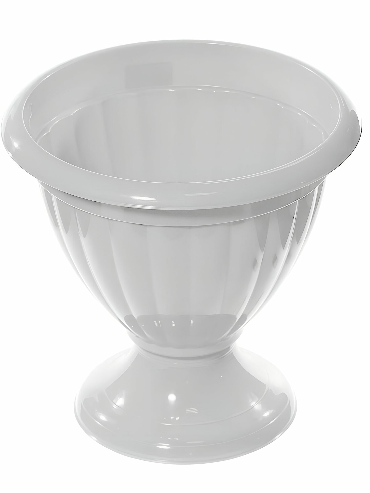 Вазон для цветов пластик, 9 л, 32.5х33.7 см, на низкой ножке, белый, Альтернатива, Жасмин, М1395