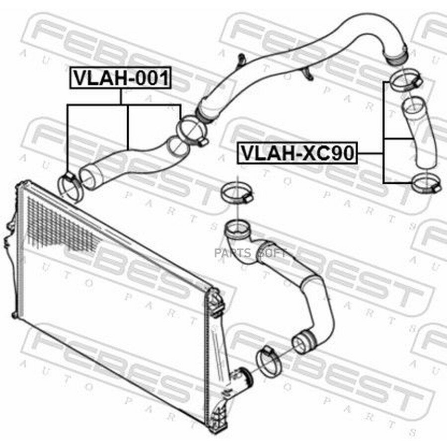 FEBEST VLAH-001 патрубок системы охлаждения VOLVO XC90 2003-