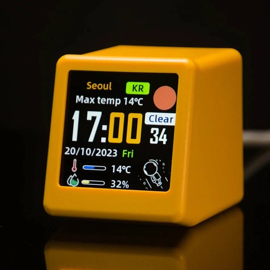 Настольные часы GEEKMAGIC Smalltv-Ultra с прогнозом погоды, Желтый