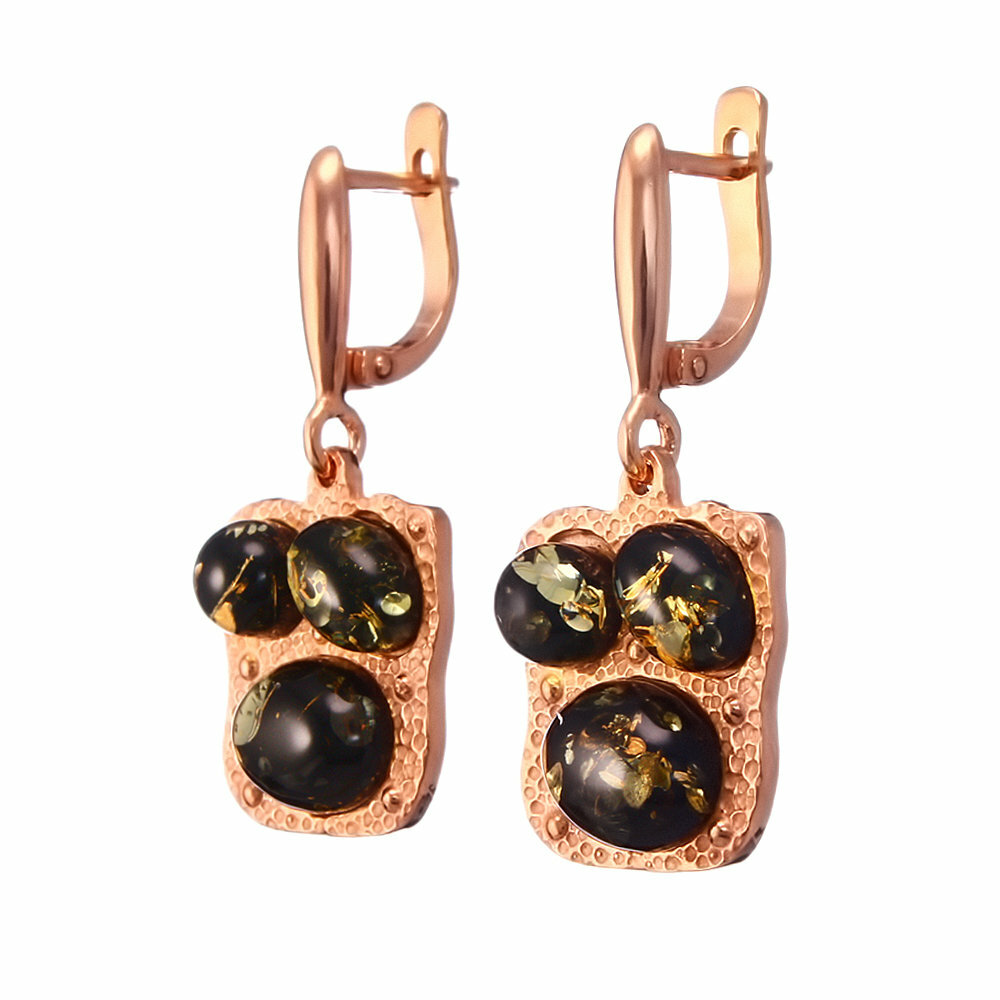 Серьги, серебро, 925 проба, янтарь