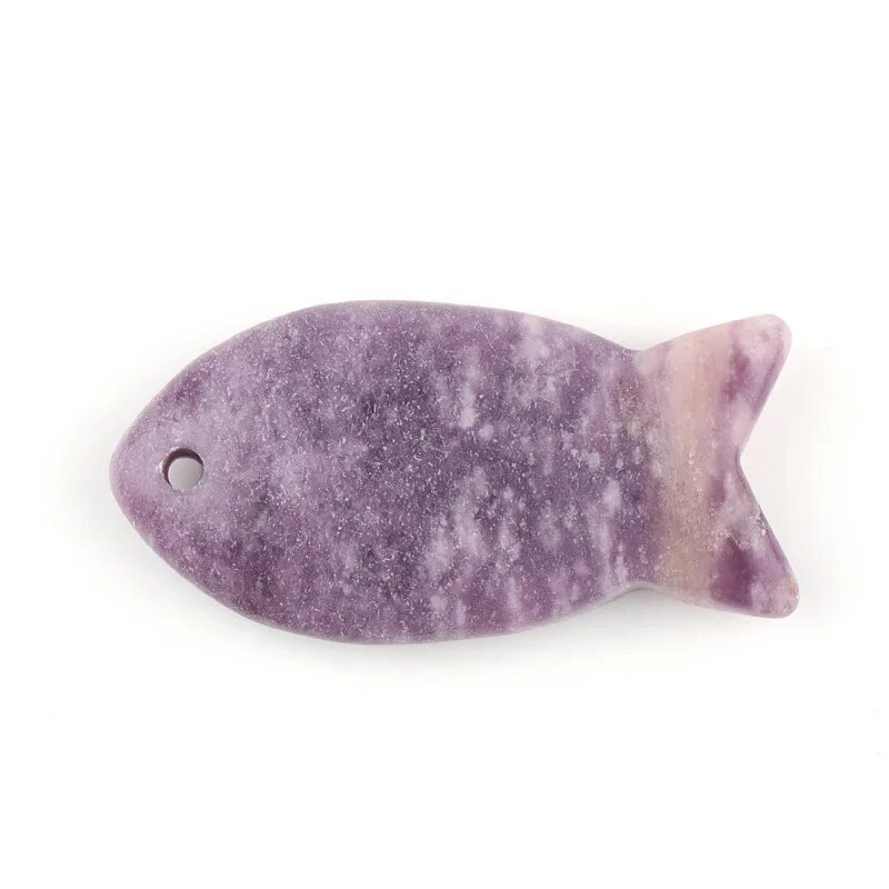 Ручная резная фигурка рыбки из агата, тигрового глаза и аметиста Lepidolite