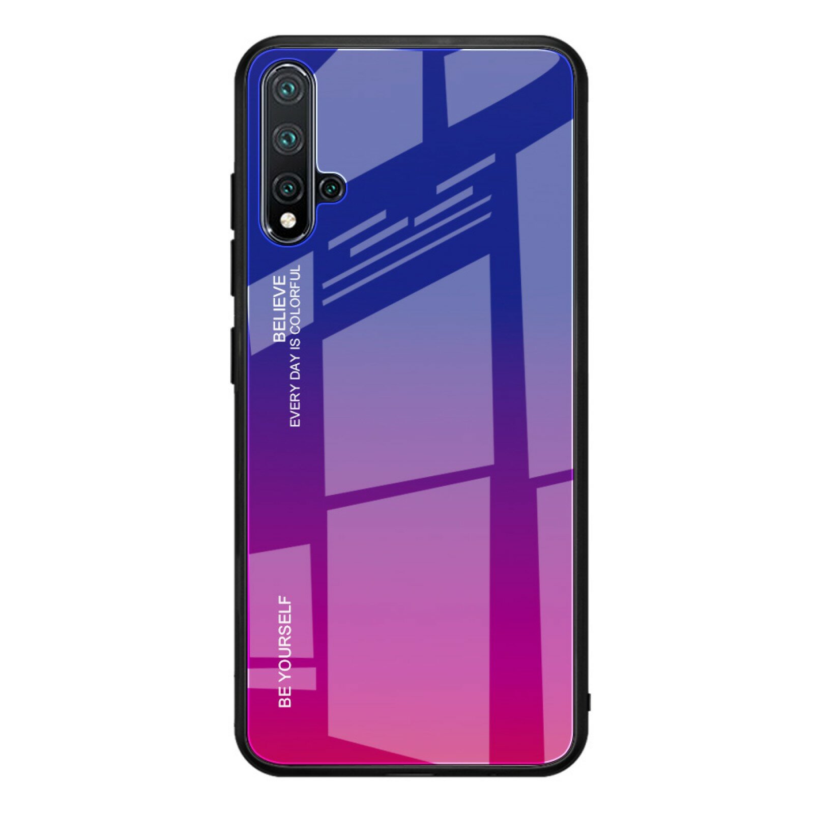 Чехол-бампер MyPads для Honor 20 Pro из закаленного стекла с градиентным зеркальным фиолетовым переливом