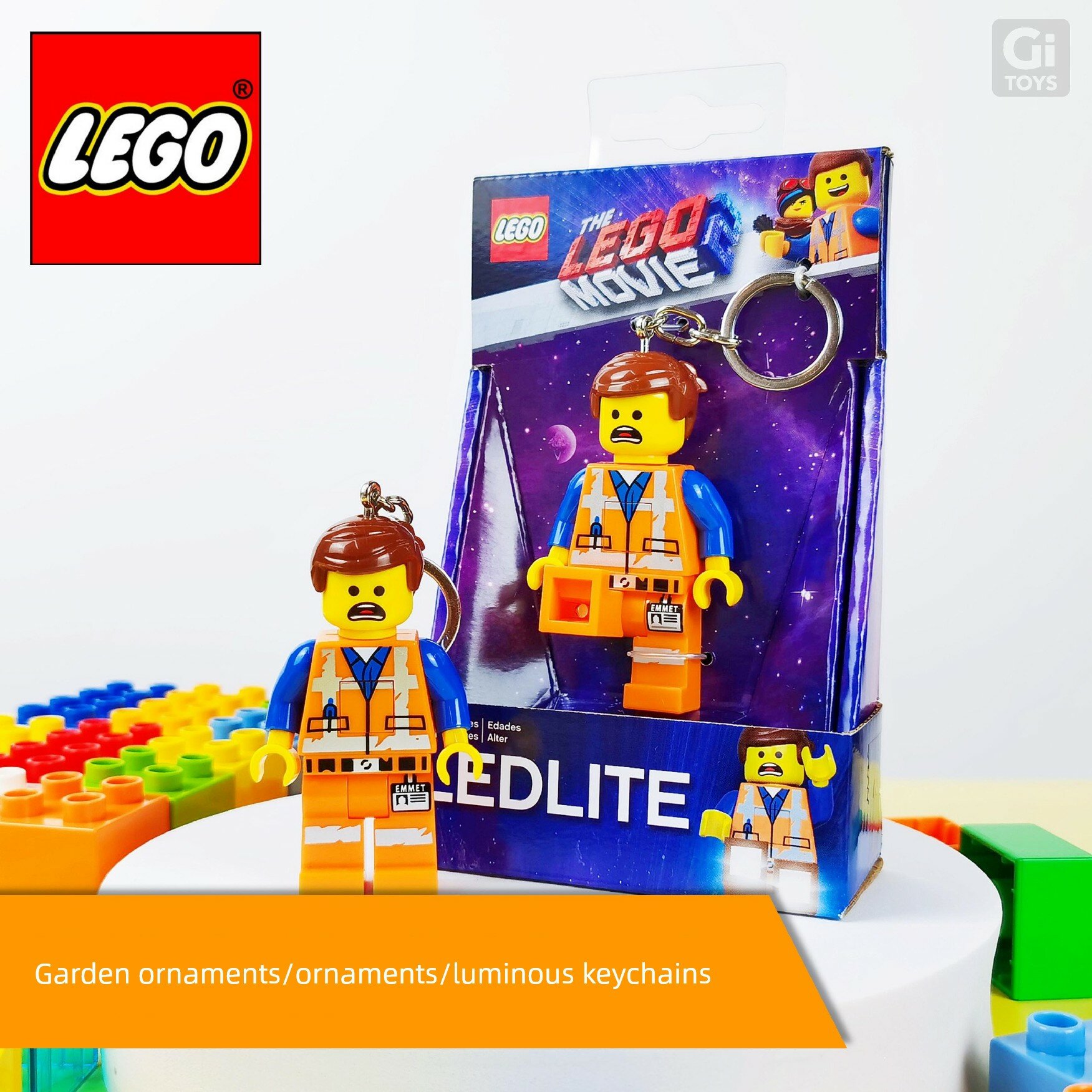 LEGO Эммет Светодиодный Светящийся Брелок, Популярный Персонаж Подарок, Яркий Светящийся Аксессуар