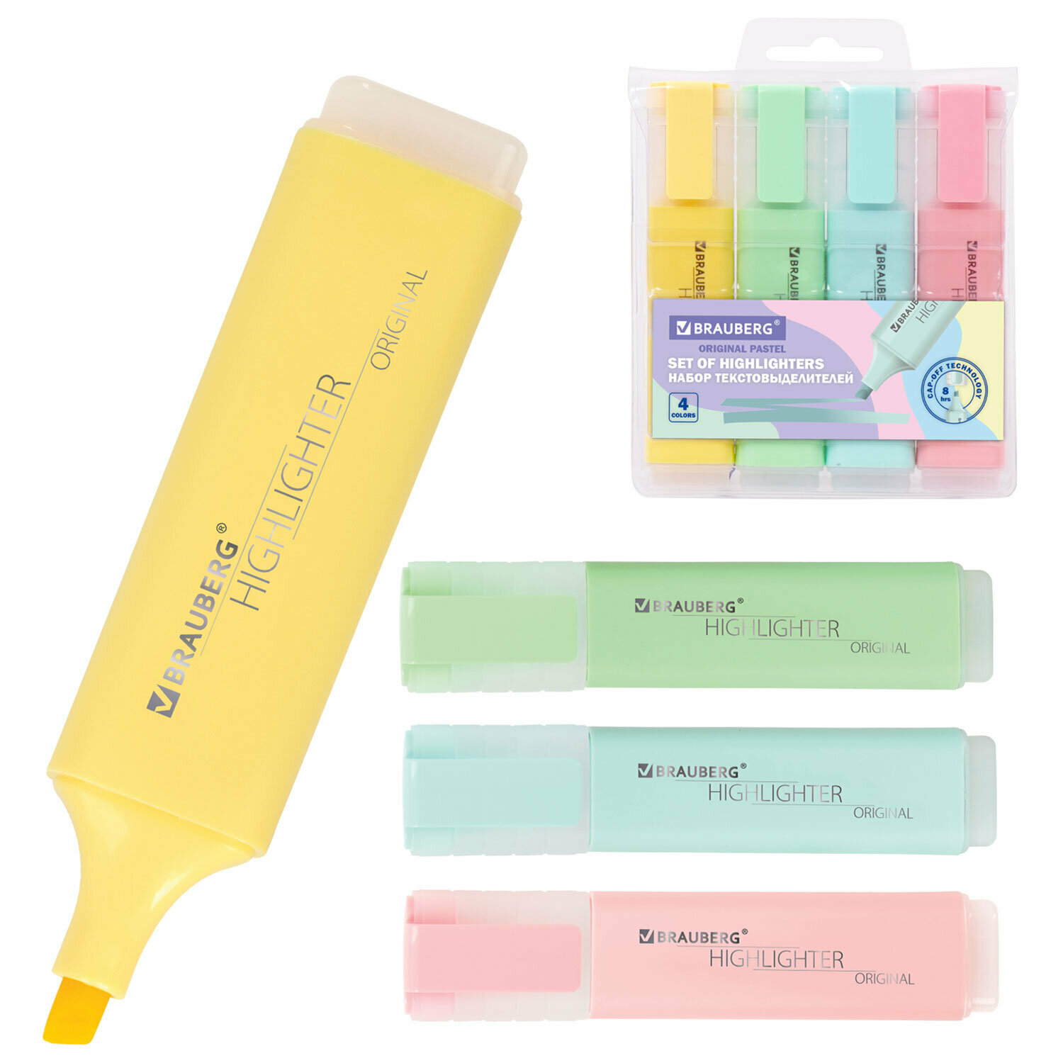 Brauberg Набор текстовыделителей 4 цвета Original Pastel 1-5 мм 151697