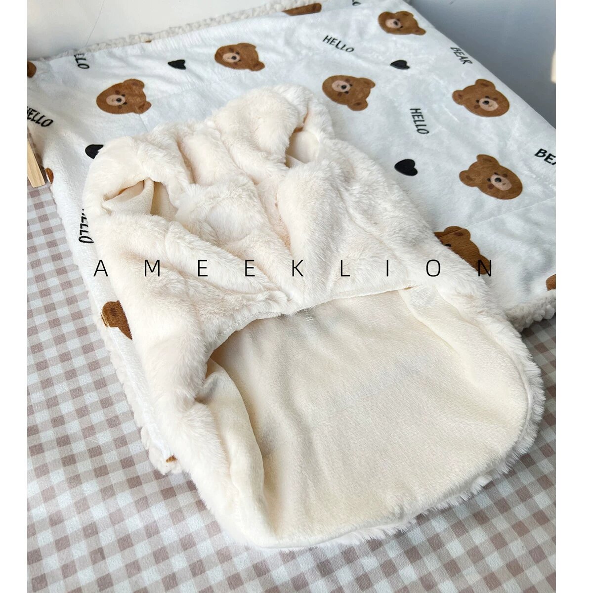 Кофточка Dreamy Bear из флиса для кошек и собак, цвет кремовый, размер XL (обхват груди 47 см) - зимняя теплая одежда
