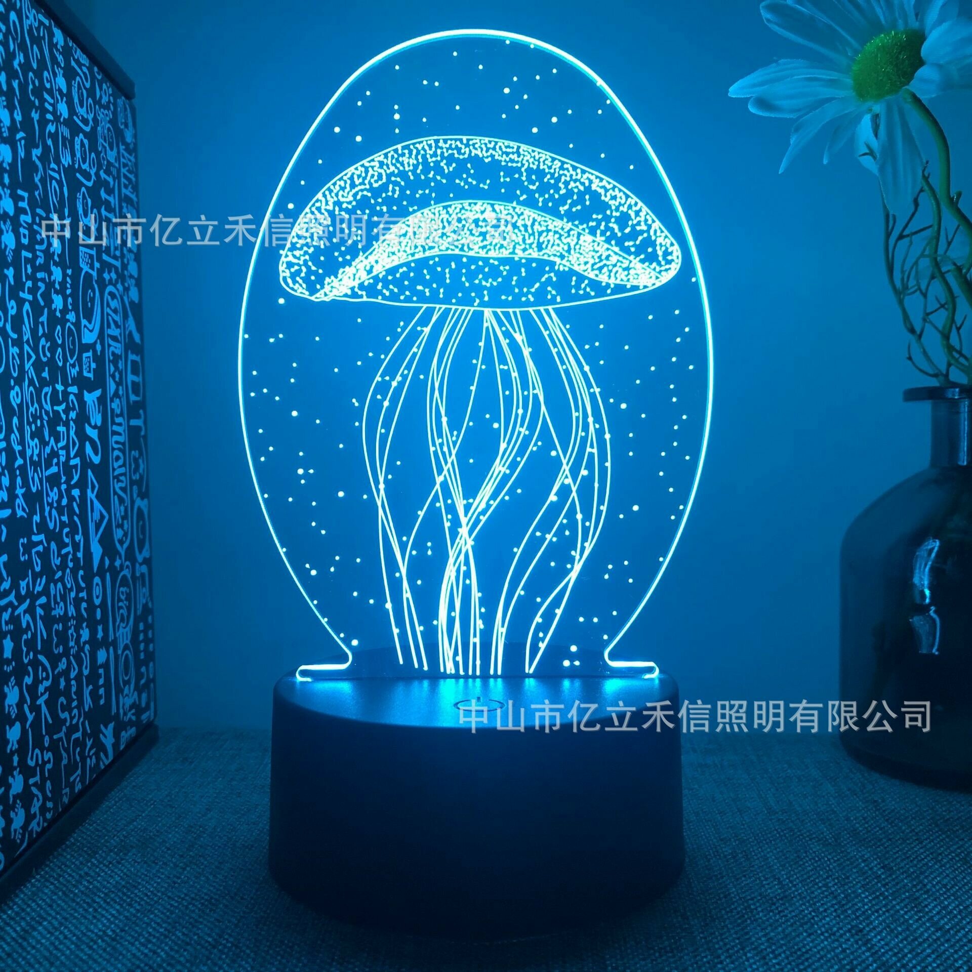 USB однотонный теплый свет светильник-медуза 3D, успокаивающий для сна и релакса