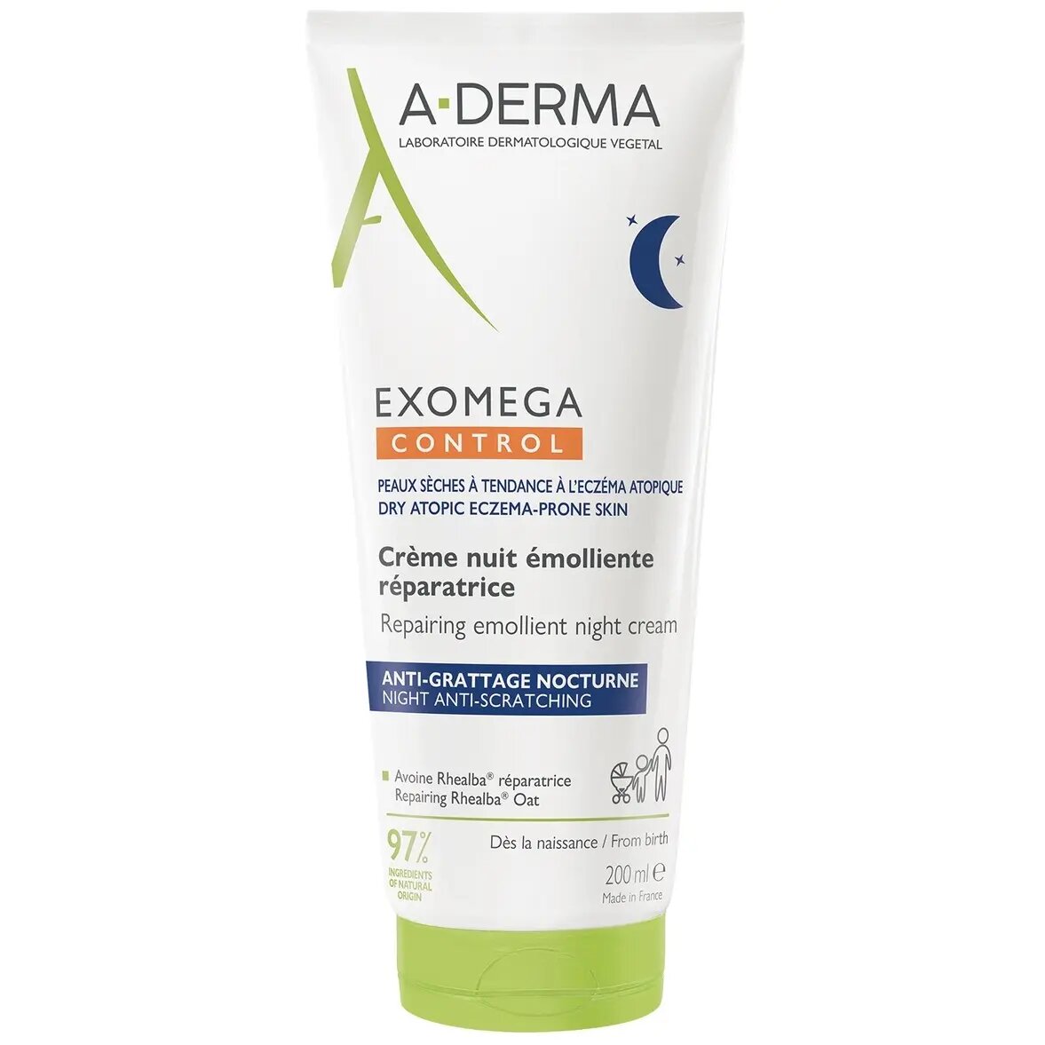 Восстанавливающий крем-эмолент A-Derma Exomega Control, для лица и тела, 200мл