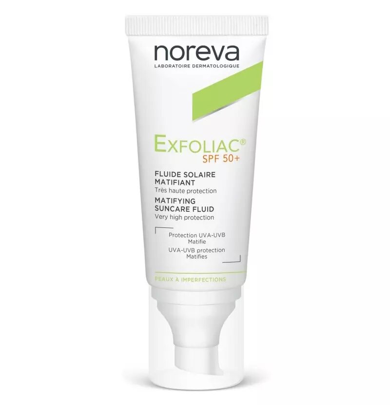 Noreva Матирующая солнцезащитная эмульсия Exfoliac SPF 50+, 40 мл