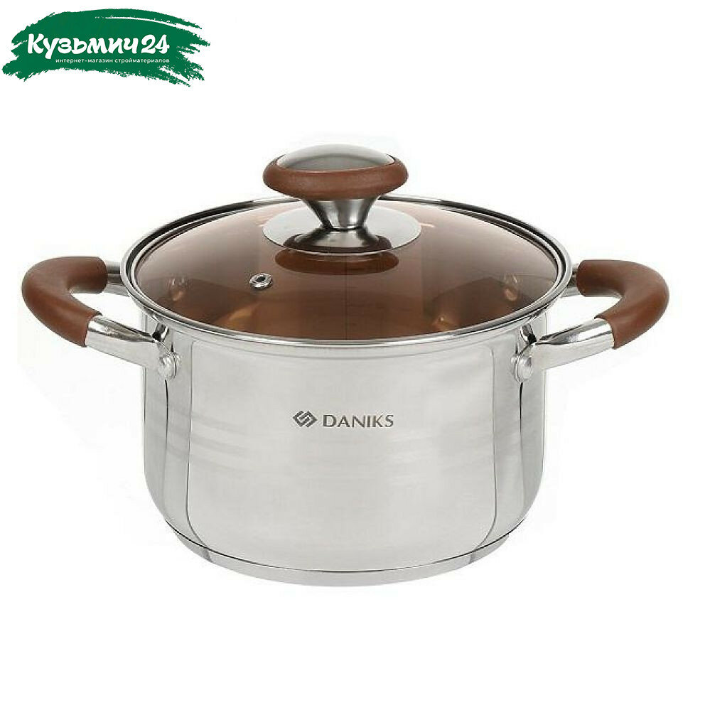 Кастрюля Daniks Веллингтон GS-01415-18СА с крышкой, 3 л