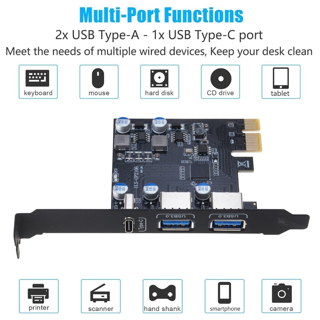 PCIe-карта расширения USB 3.0 с поддержкой Power Delivery