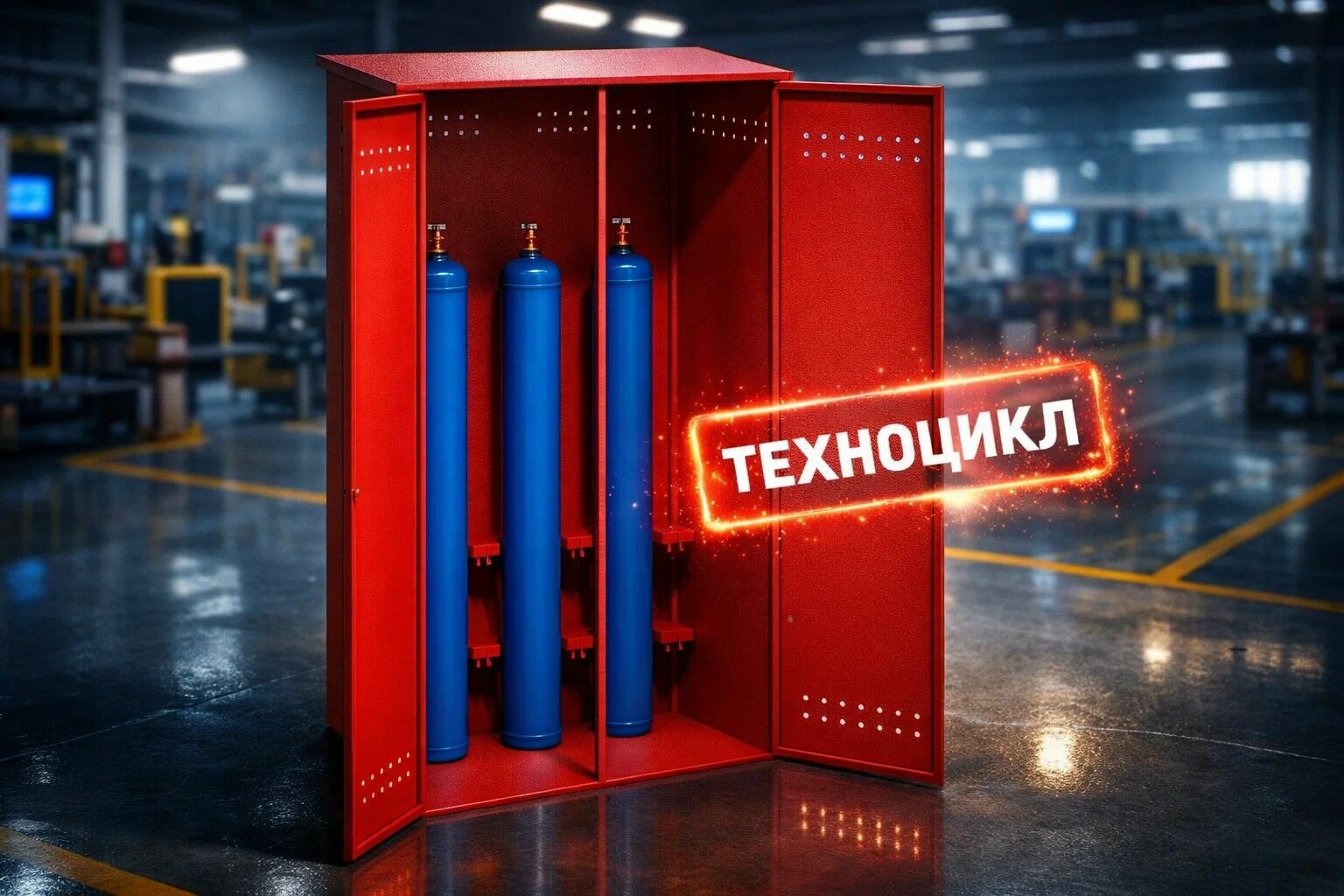 Шкаф металлический для 3-х газовых баллонов ШГБК-08 усиленный 2000x1000x560 мм техноцикл