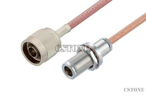 N гнездовой переборочный к N штыревой кабель используя RG142 коаксиальный