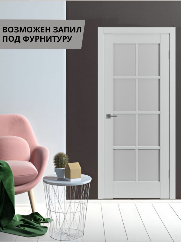 Межкомнатная дверь Классика Р1 серая 800х2000 мм матовое стекло (комплект)
