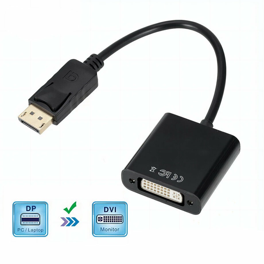 Адаптер-переходник PALMEXX ADP008 DP(m)-DVI-D(24+1)(f), 0.15м, чёрный
