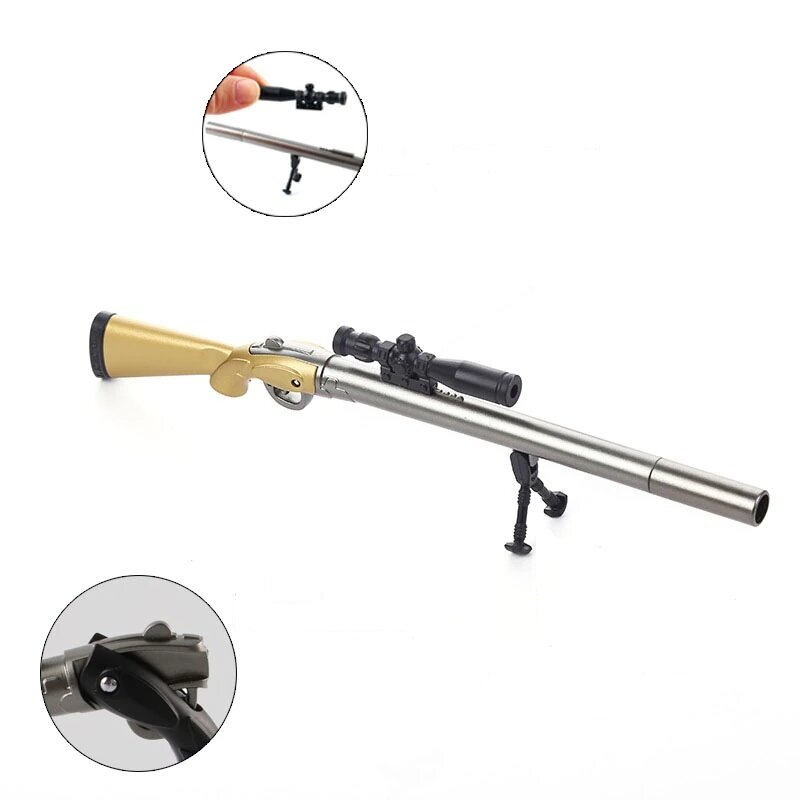 Ручка СмеХторг "Ружье", шариковая, с фонариком, синяя, пластиковая