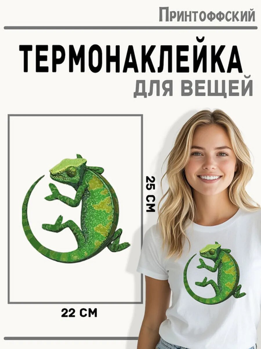 Термонаклейка для одежды и аксессуаров DTF-печать ящерица — фото 1