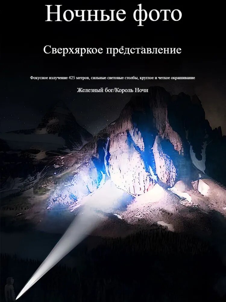 Фонарь-прожектор Warsun X809PRO, 13000 Люмен, 20 Вт, IP56, Черный, 200 м, Ручной, Встроенный аккумулятор — фото 1