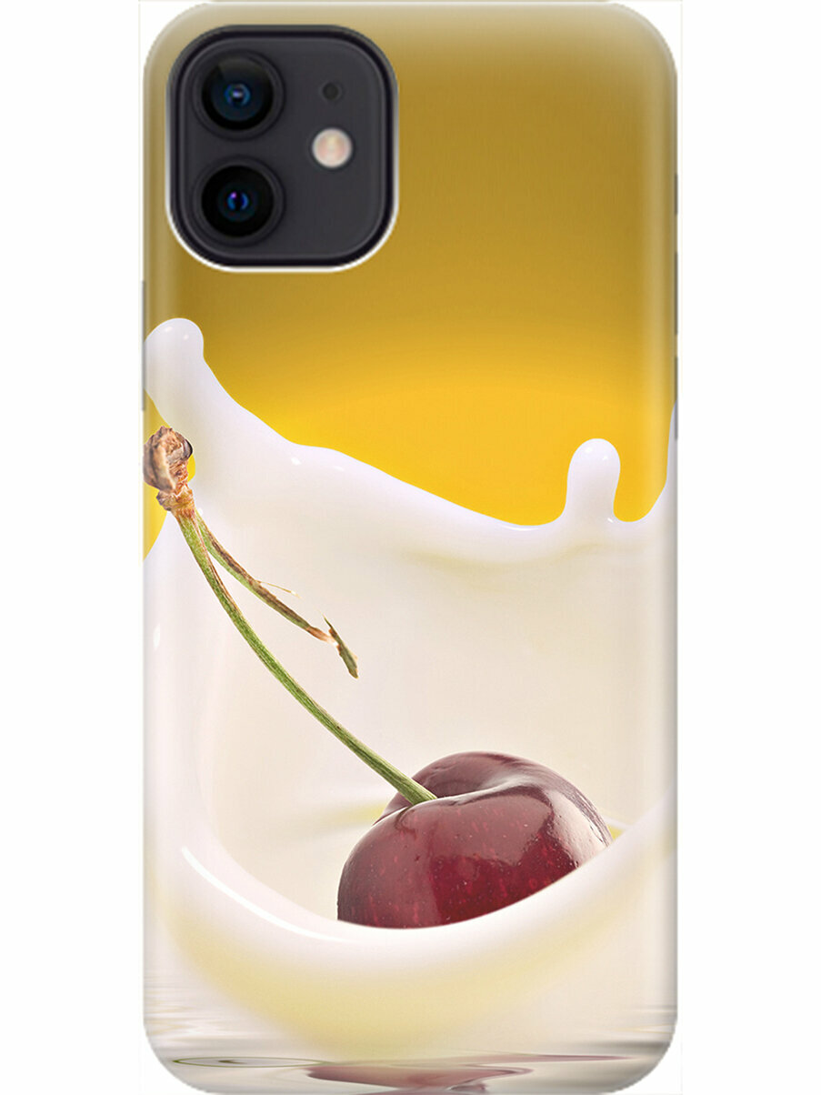 Силиконовый чехол на Apple iPhone 12 / 12 Pro / Эпл Айфон 12 / 12 Про с рисунком "Ягода в молоке"