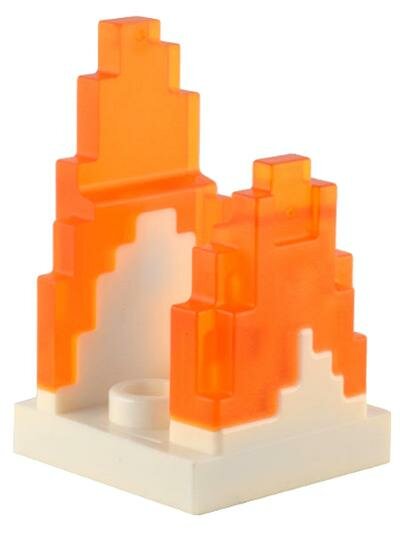 Деталь Lego 41685pb01 Wave Pixelated (Flame) on Plate 2 x 2 with 2 Studs in Center with Molded Trans-Orange Fire Pattern