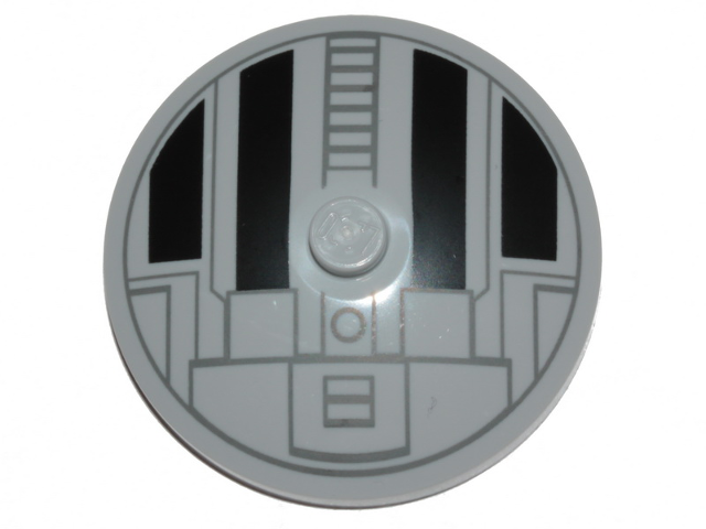 Деталь Lego 3960pb051 Dish 4 x 4 Inverted (Radar) with Solid Stud with Star Wars TIE Hatch Black and Dark Bluish Gray Pattern