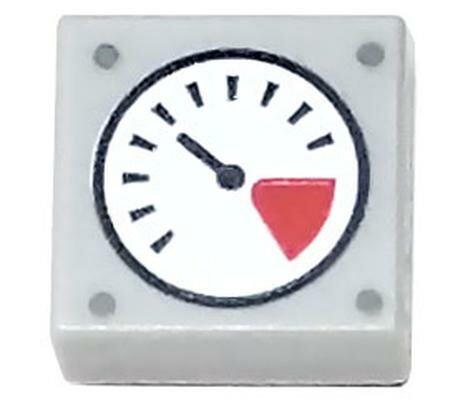 Деталь Lego 3070pb180 Tile 1 x 1 with White and Red Gauge, Black Thin Needle, and Rivets Pattern