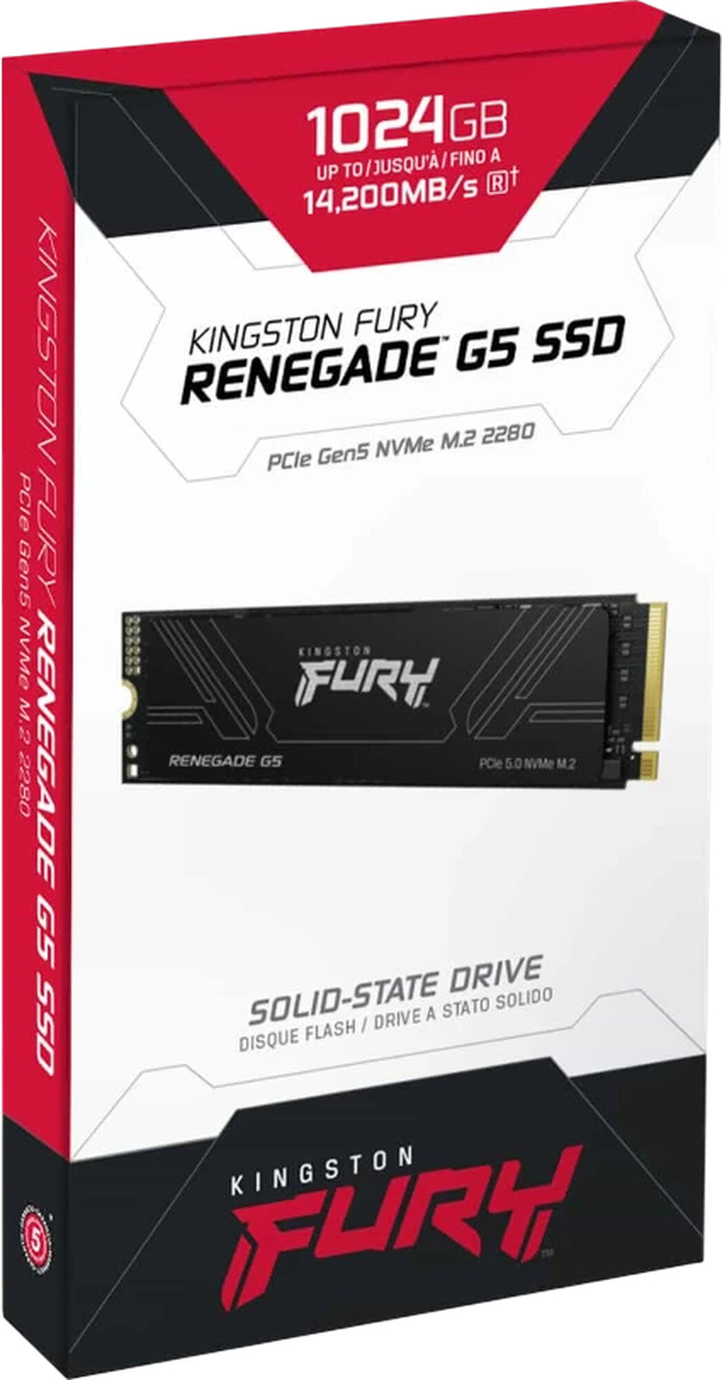 Жесткий диск SSD M.2 1Tb Kingston FURY Renegade G5, 14200/11000MBs, 2150K IOPS, TLC 3D NAND, PCI-E 5.0 x4 (SFYR2S/1T0)