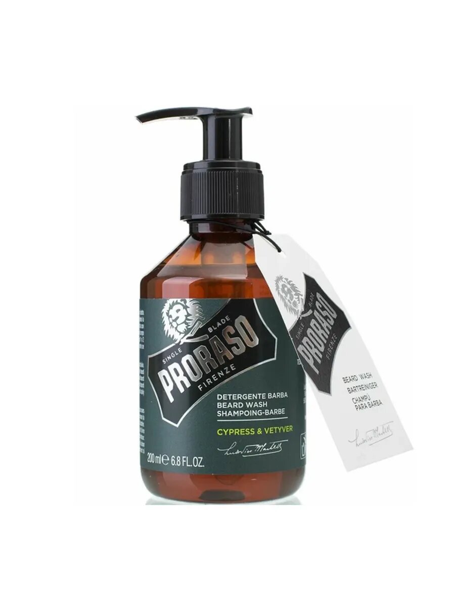 Proraso Beard Wash CYPRESS & VETYVER Шампунь Италия 200 мл