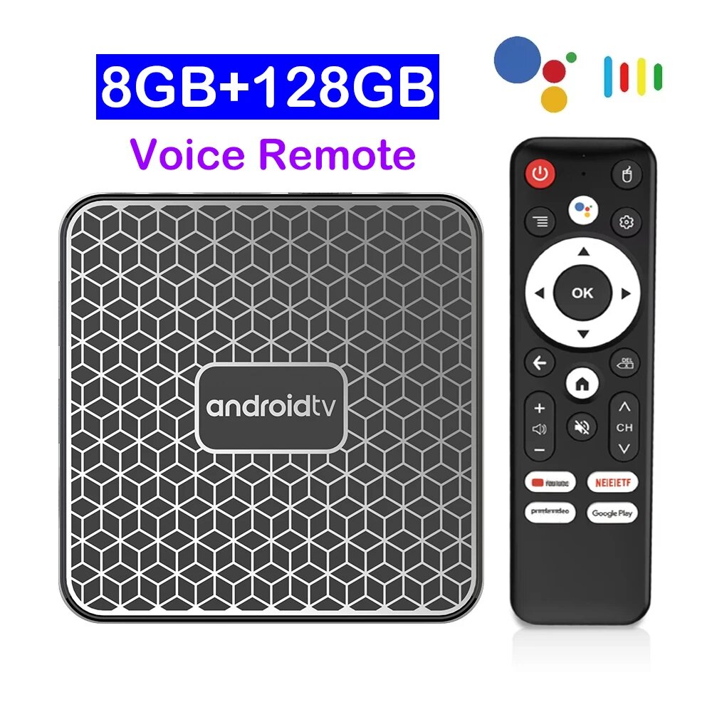 Smart TV Box BLKJ RK3518 T8S Android 14 8ГБ 128ГБ EU Plug, 8G 128G Voice Remote