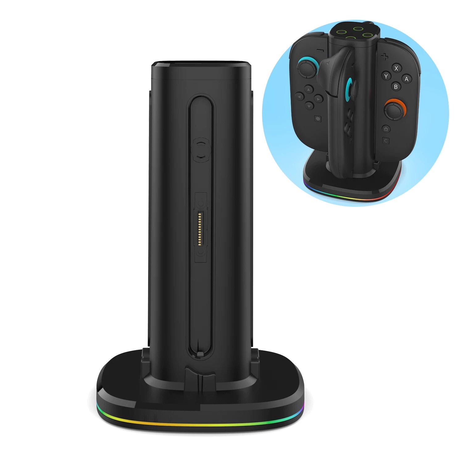 Зарядное гнездо для Nintendo Switch Joy-Con Двойная подставка Надежное удержание Черный цвет Быстрая зарядка для