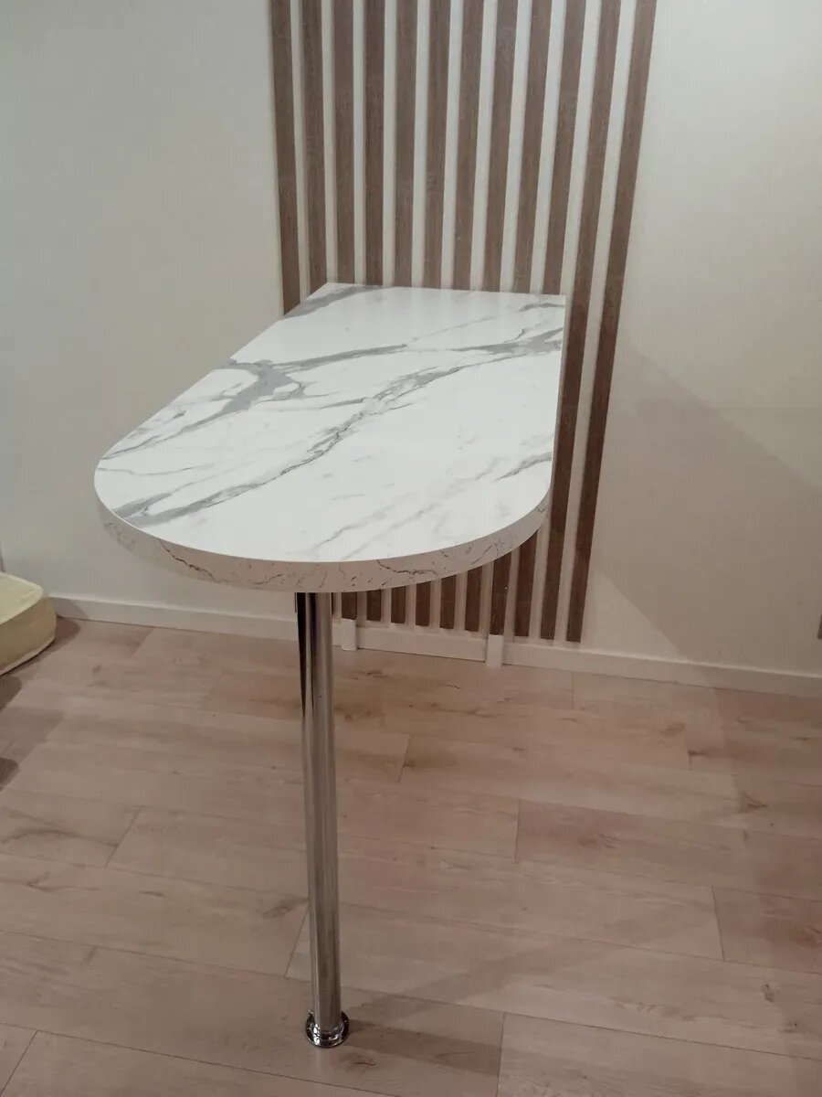 Полубарный стол БС-1 Мрамор белый 150х70 см.